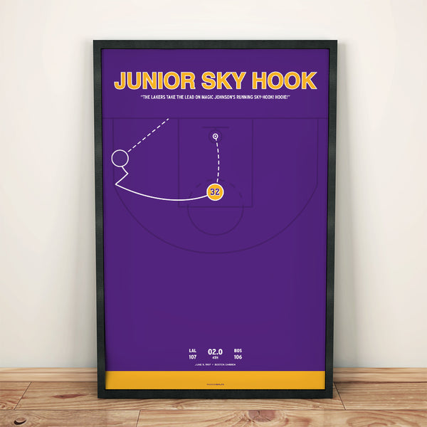 Magic Johnson Junior Sky Hook Poster | Prinstant Replays