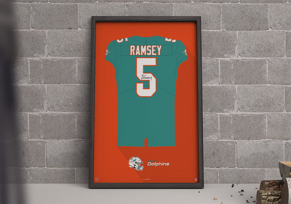 Miami Dolphins Jalen Ramsey Autographed Jersey Framed Print | Prinstant ...