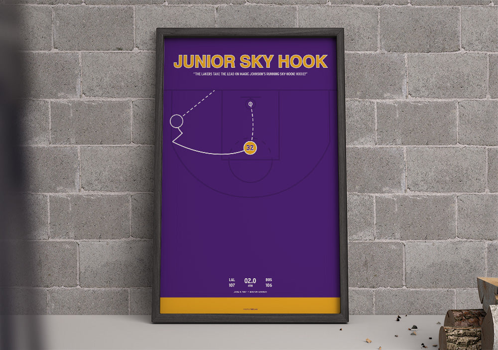 Magic Johnson Junior Sky Hook Poster | Prinstant Replays